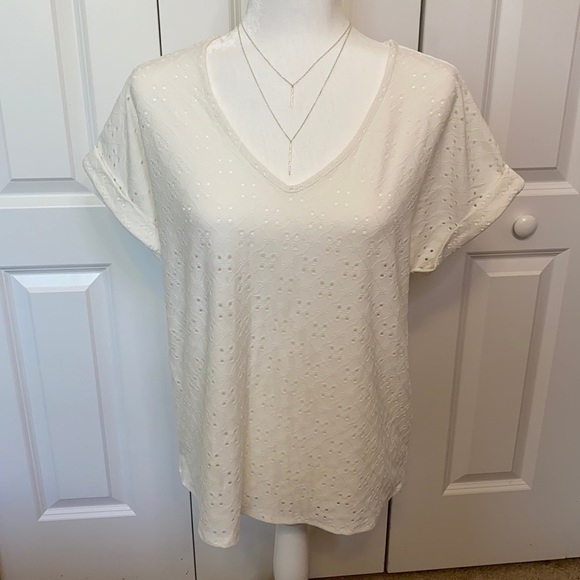 Gyft | Tops | Gyft Short Sleeve White Eyelet Blouse | Poshmark